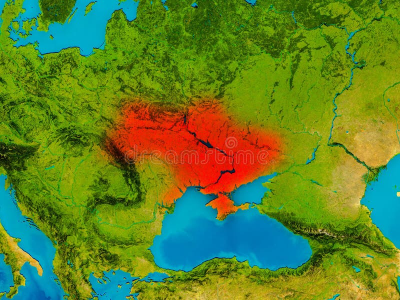 High Detailed Ukraine Physical Map with Labeling. Stock Vector ...