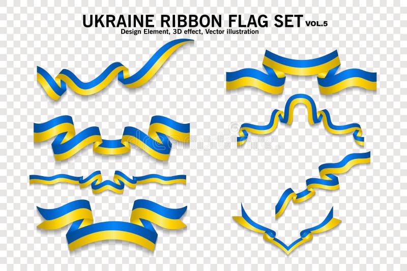 Ukraine Ribbon Flags Set, Design Element. 3D on a Transparent ...