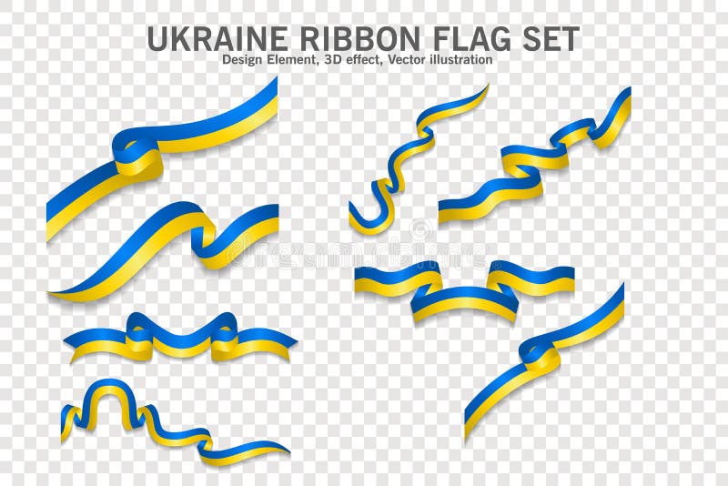 Ukraine Ribbon Flags Set, Design Element. 3D on a Transparent ...