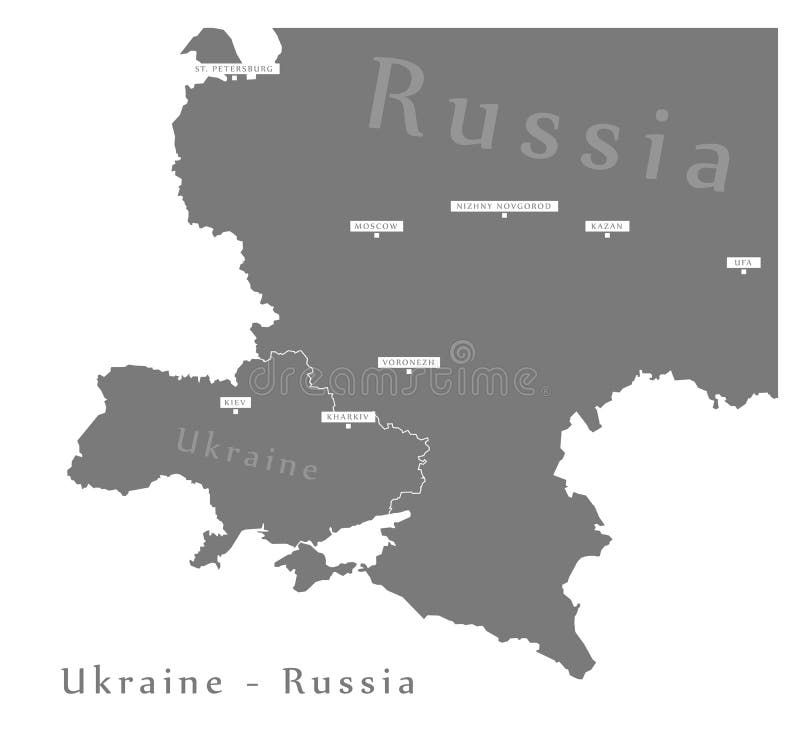 Ukraine and Russia Grey Map Stock Illustration - Illustration of ...