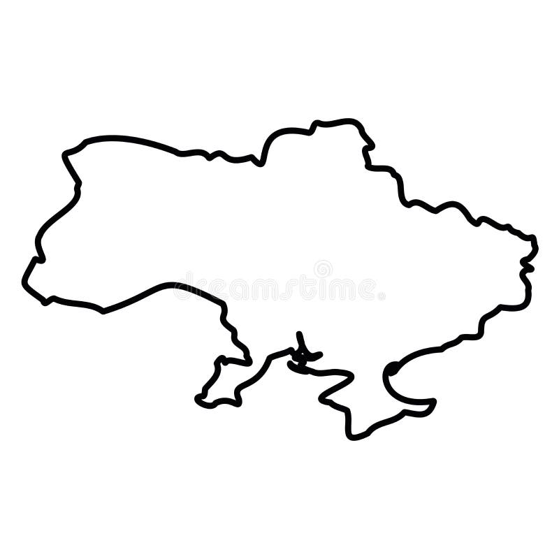 Ukraine - Solid Black Outline Border Map of Country Area. Simple Flat ...