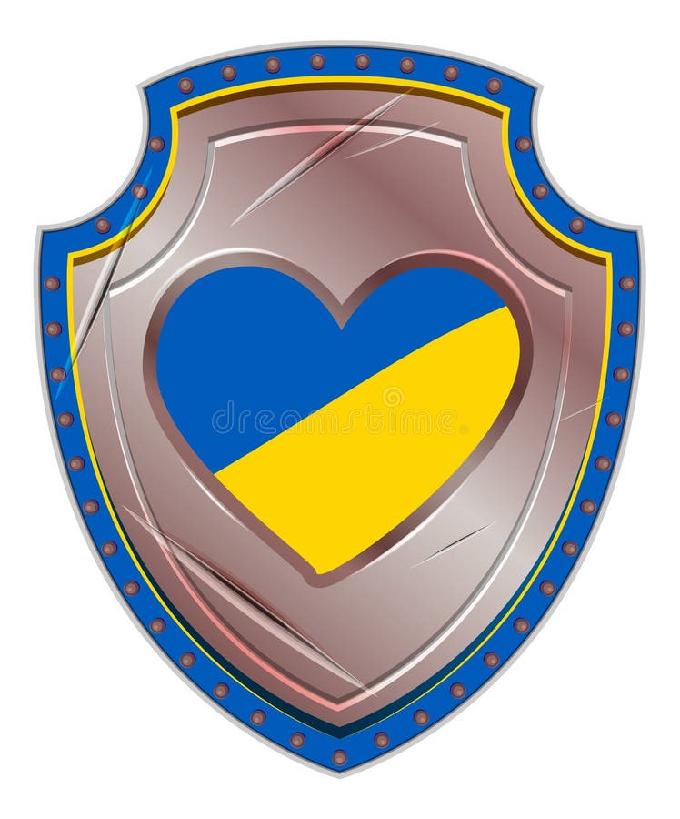 Ukraine Steel Shield Shape Heart Flag Isolated on White Stock Vector ...