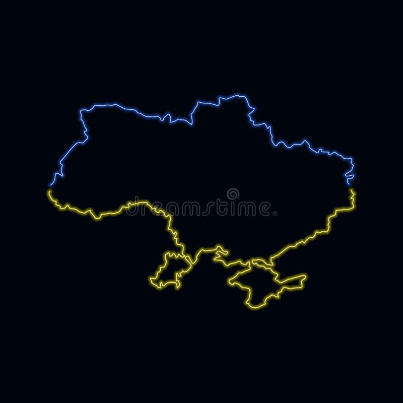 Ukraine Territory Map with Neon Effect on Dark Background Stock Vector ...