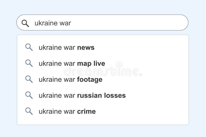 Ukraine War Search Autocomplete Stock Vector - Illustration of info ...