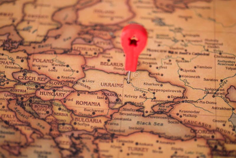 Ukraine on the World Map. Borders on the World Map Stock Photo - Image ...