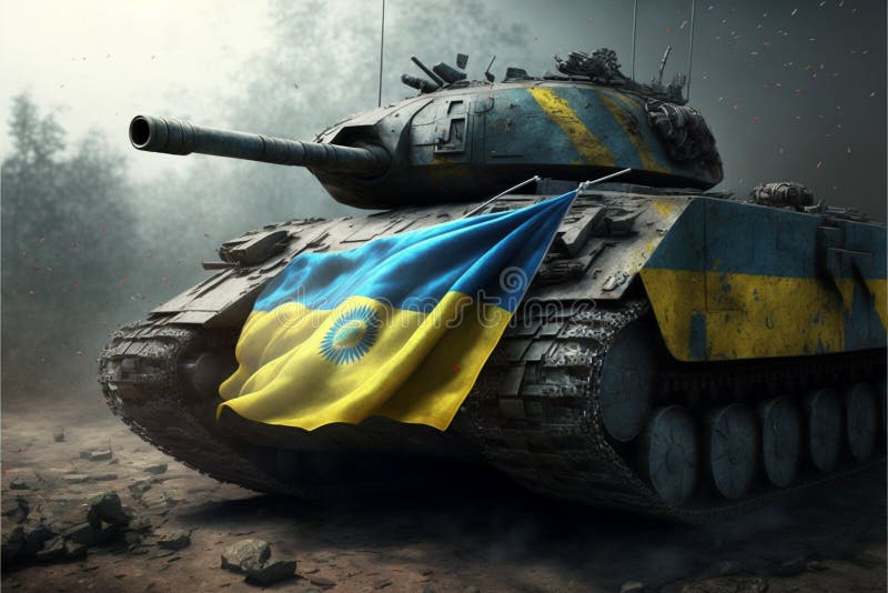 Ukrainian Battle Tank with Flag Stock Image - Image of battle, country ...