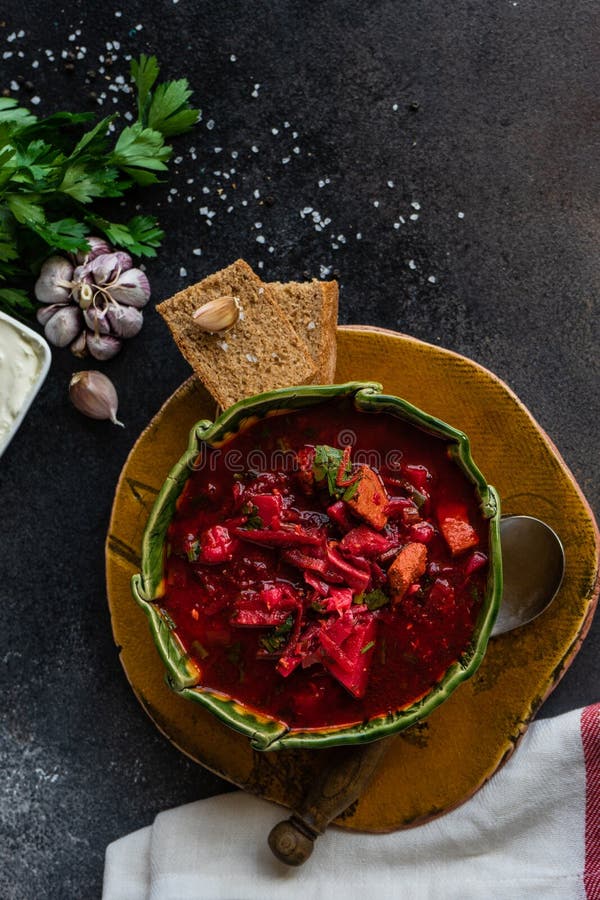 Ukrainian Beetroot Soup Borscht Stock Image - Image of dill, dinner ...
