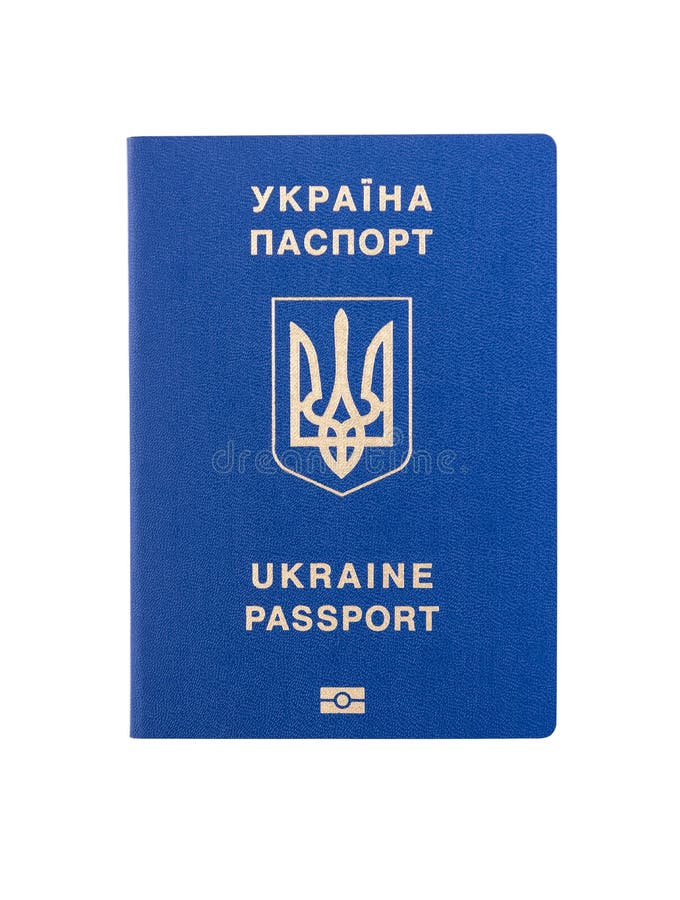 New Ukrainian Blue Biometric Passport Lie on the Table. Ukrainian ...