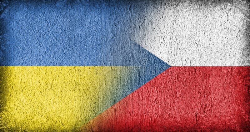 Ukrainian and Czech Republic Flag on Concrete Stock Photo - Image of ...