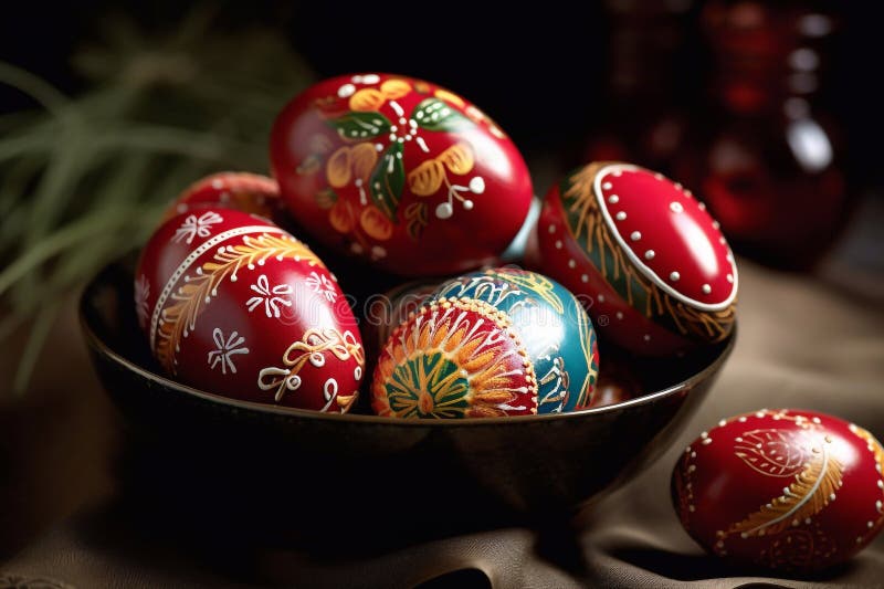 Ukrainian Easter Eggs in a Plate. Easter Ornament Stock Illustration ...