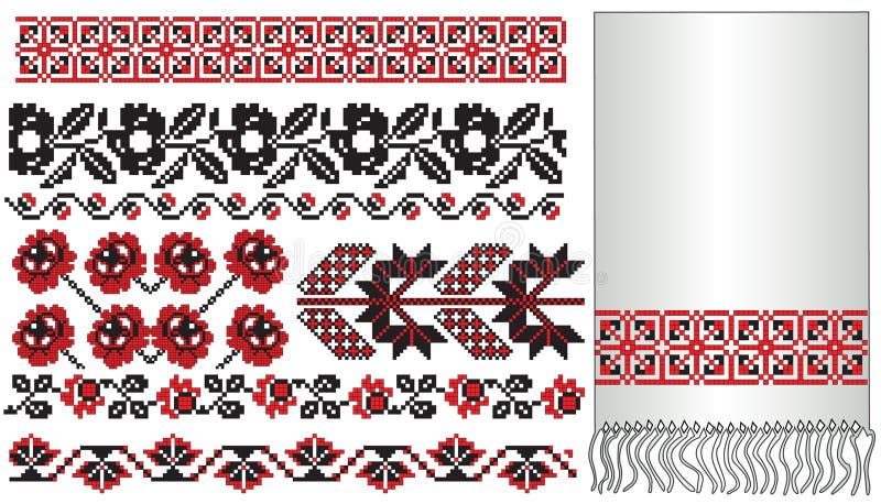Ukrainian embroidery towel stock vector. Illustration of embroidery ...