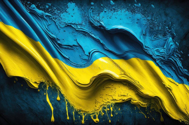 Ukrainian Flag in Acryl Fluid Art Style. AI Generation Stock ...