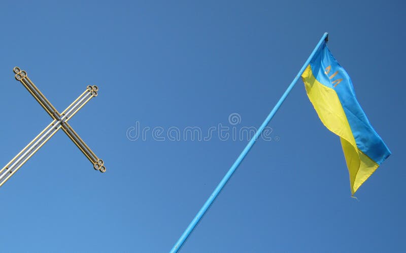 Ukrainian Flag and the Cross Stock Image - Image of europe, blue: 179567653