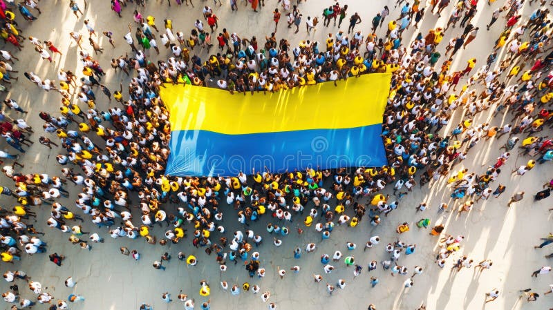 Ukrainian Flag Displayed by Crowd, Vibrant Colors, Unity, Celebration ...