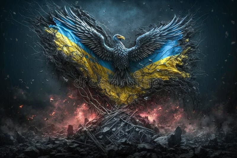 Ukrainian Flag in Form of Phoenix Raising Over the Dust, Generative AI ...