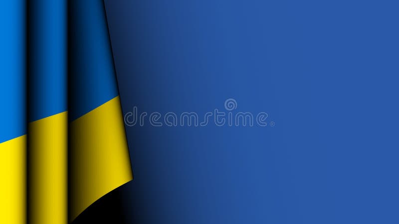 The Ukrainian Flag on the Left, Against a Blue Background Stock Photo ...