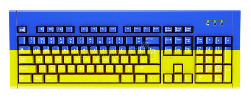 Ukrainian Flag Painted on Computer Keyboard. 3D Rendering Stock ...