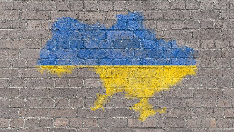 The Ukrainian Flag Painted on Old Brick Wall Stock Image - Image of ...