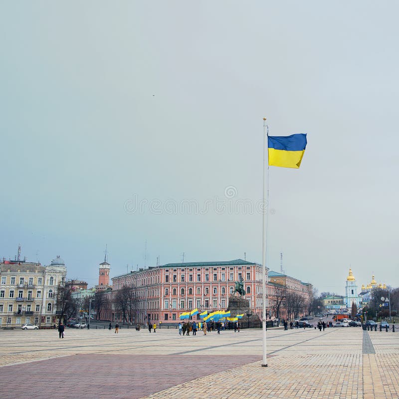 Ukrainian Flag on Sophia Square Editorial Stock Photo - Image of ...