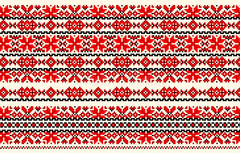 Ukrainian Folk Embroidery. Red and Black Patterns on White. Stock ...
