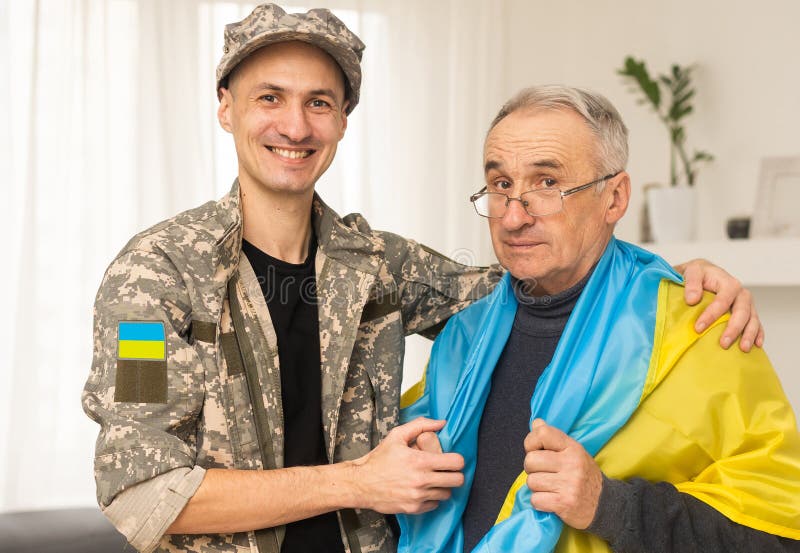 Ukrainian Military Man with His Father Stock Image - Image of face ...