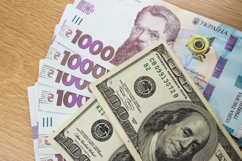 Ukrainian Money and Dollars, Hryvnias and Dollars Stock Image - Image ...