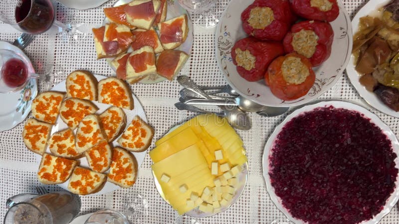 Ukrainian National Cuisine Table with Dishes Stock Video - Video of ...