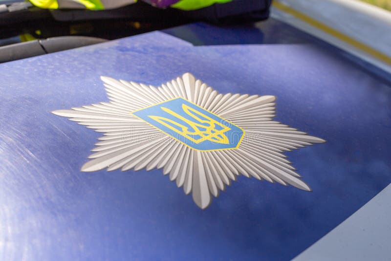 Ukrainian Police Car with Sign Police in Ukrainian Language Editorial ...