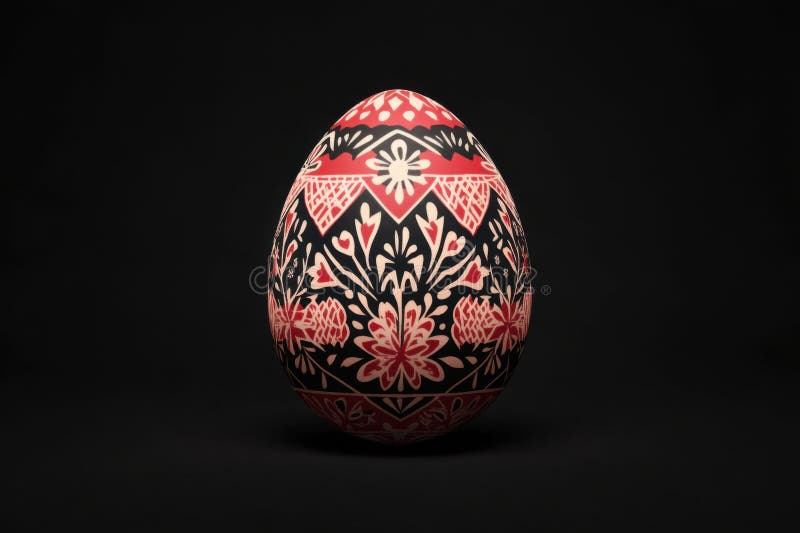 Ukrainian Pysanka Easter Egg Features Intricate Patterns Against Dark ...