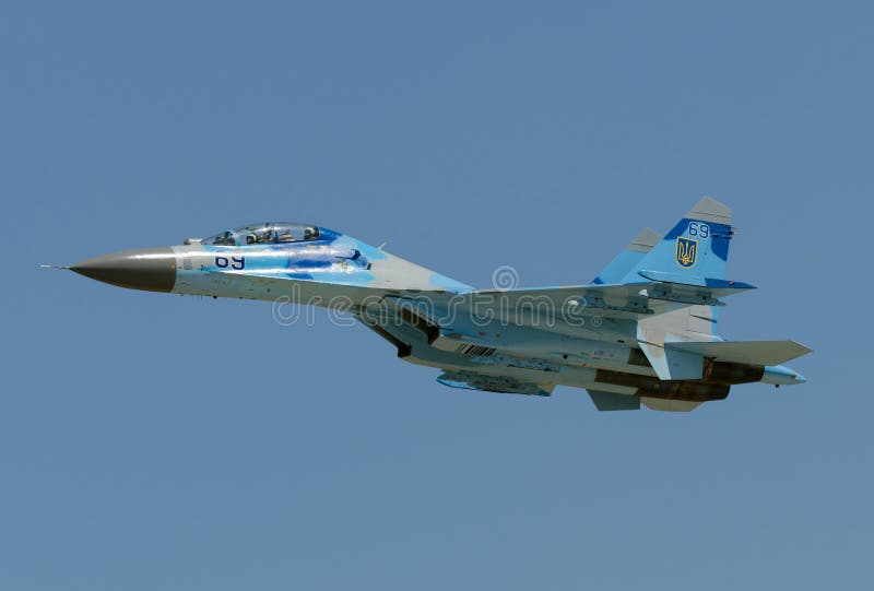 Ukrainian Sukhoi Su-27 Flanker in Flight Stock Photo - Image of power ...