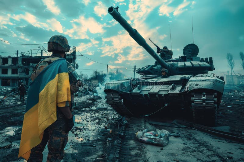 A Ukrainian Tank Moves through Rubble, Symbolizing the End of the War ...