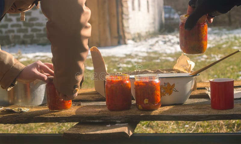 Ukrainian Traditional Borsch in Glass Jar Stock Photo - Image of ...