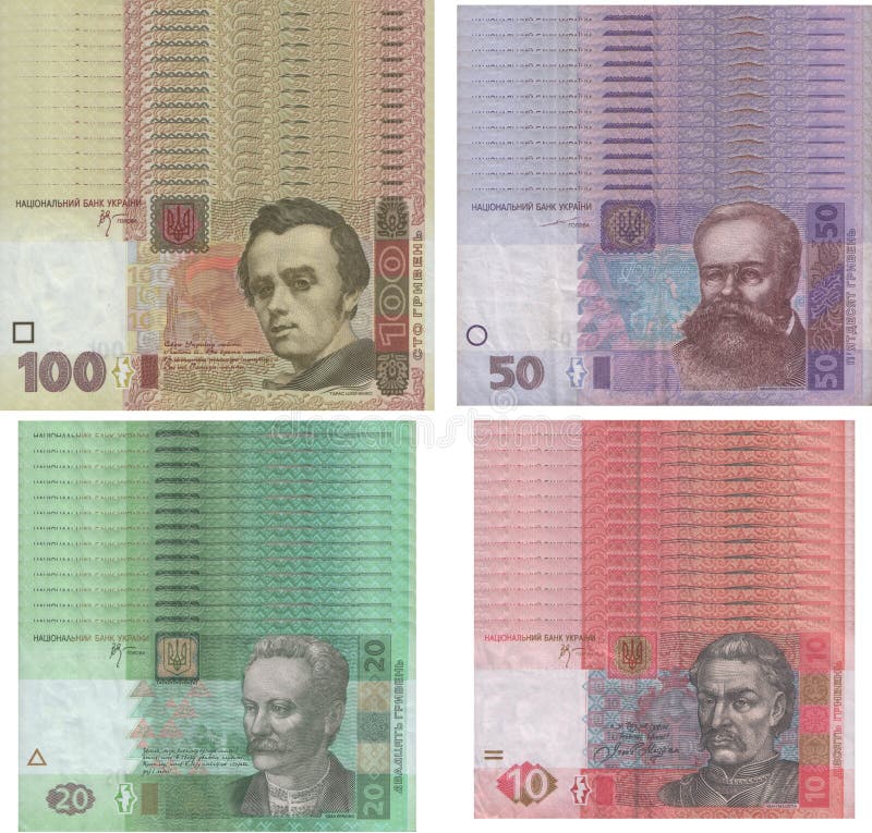 Die Ukrainische Geld- Hryvnia Banknoten USA-Dollarscheine Finanzierung ...