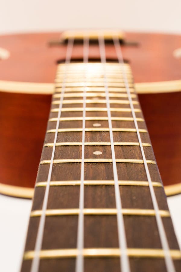 Ukulele Neck Isolated in Perspective Showing Frets Stock Photo - Image ...