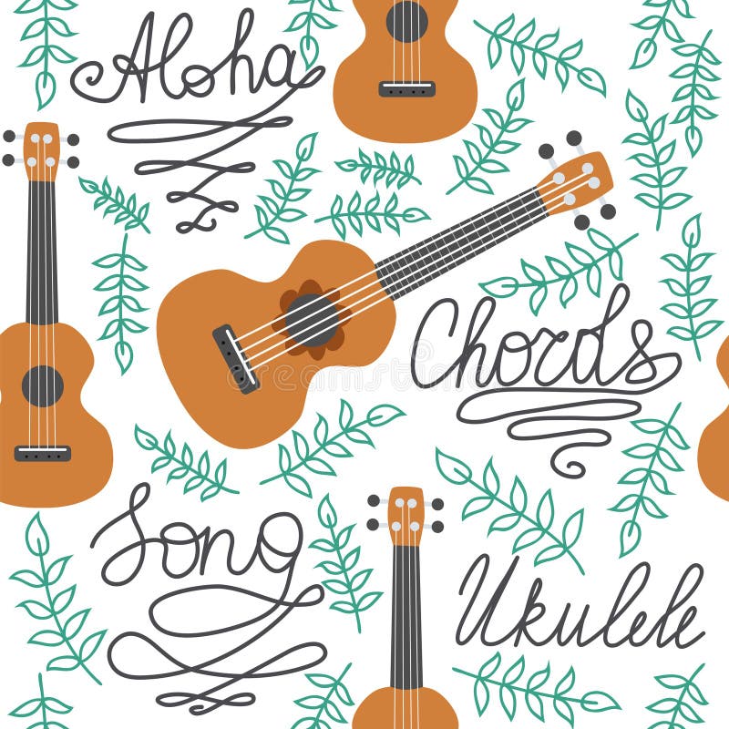 Ukulele Seamless Pattern, Ukulele. Pattern with Monstera, Leaves ...