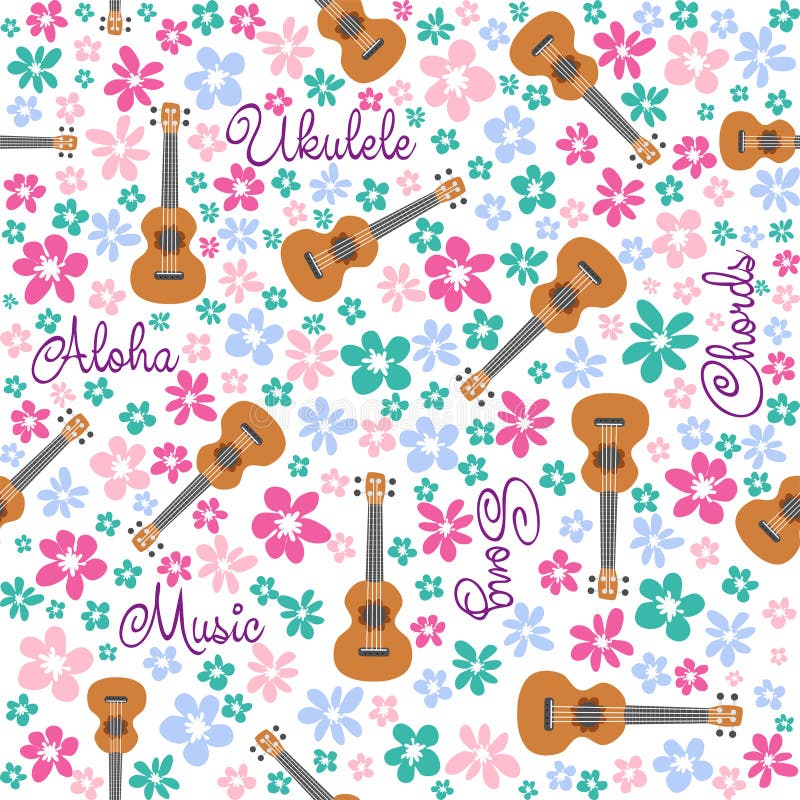 Ukulele Seamless Pattern, Ukulele. Pattern with Monstera, Leaves ...