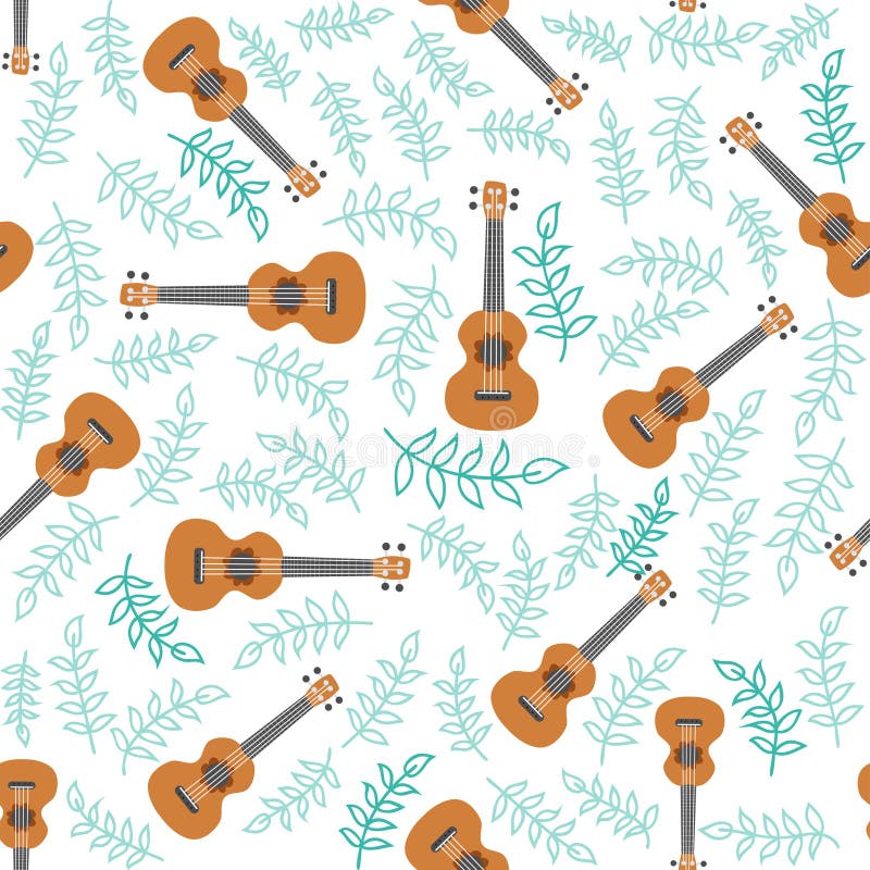 Ukulele Seamless Pattern, Ukulele. Pattern with Monstera, Leaves ...