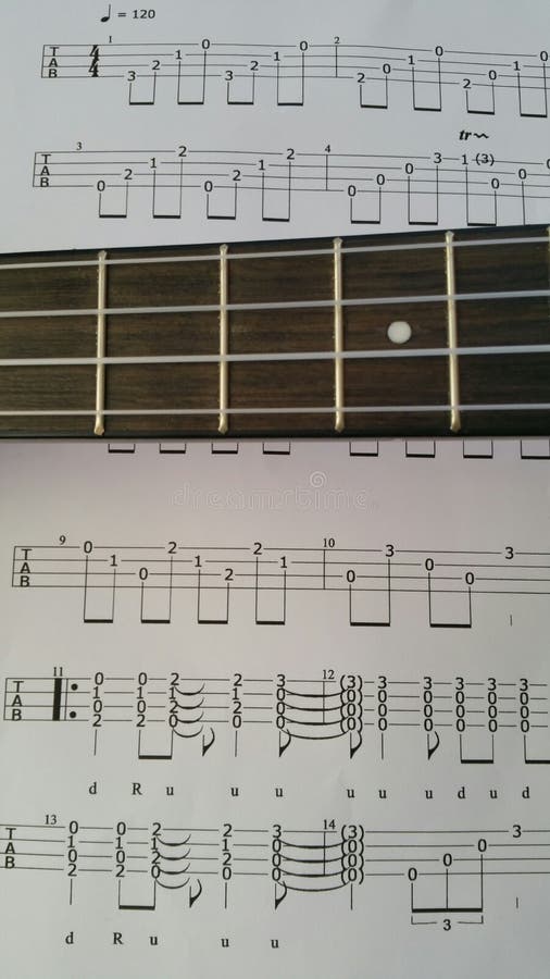 Ukulele and sheet music stock photo. Image of frets, sheet - 65233960