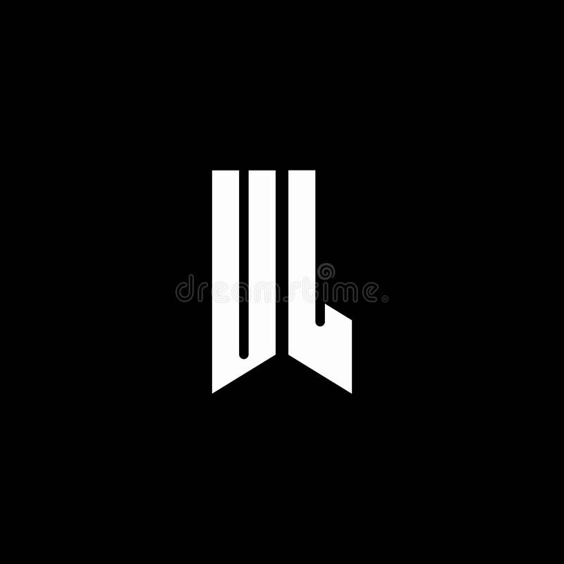 UL Logo Monogram with Emblem Style Isolated on Black Background Stock ...