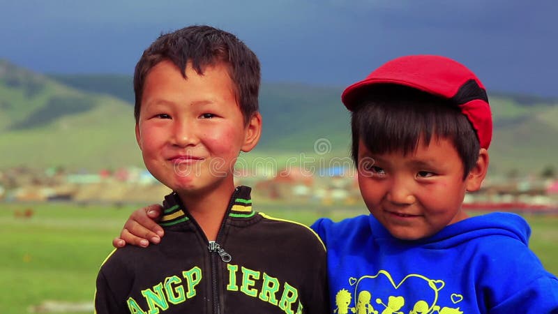 ULAANBAATAR, MONGOLIA - JULY 2013: Mongol Kids Posing Stock Video ...