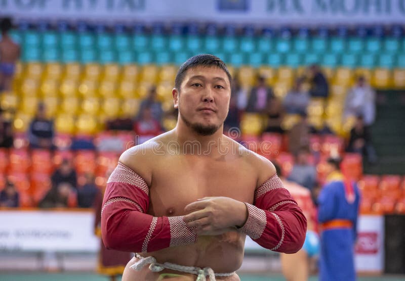 Mongolian Wrestlesr in His Traditional Outfit Editorial Stock Image ...