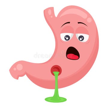 Isolated Cartoon Character Human Stomach Suffering from a Gastric Ulcer ...