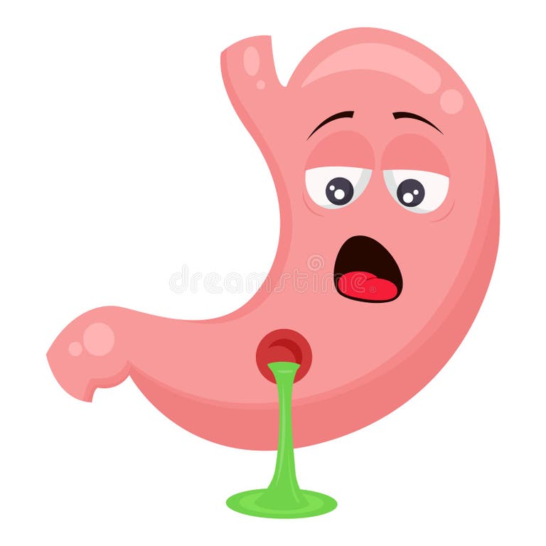 Isolated Cartoon Character Human Stomach Suffering from a Gastric Ulcer ...