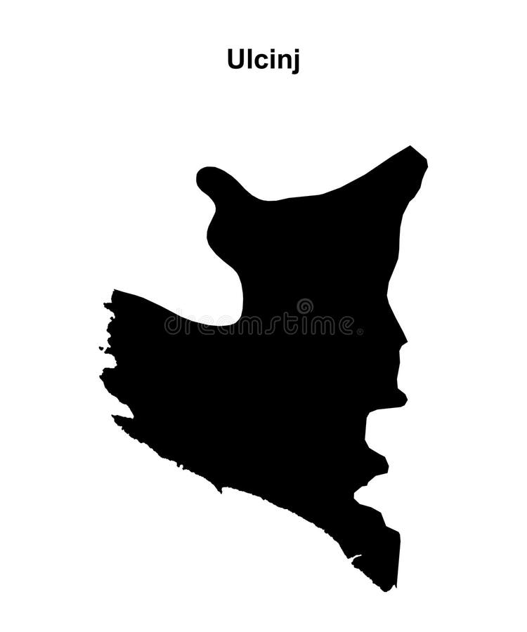 Ulcinj outline map stock vector. Illustration of clipart - 360612248