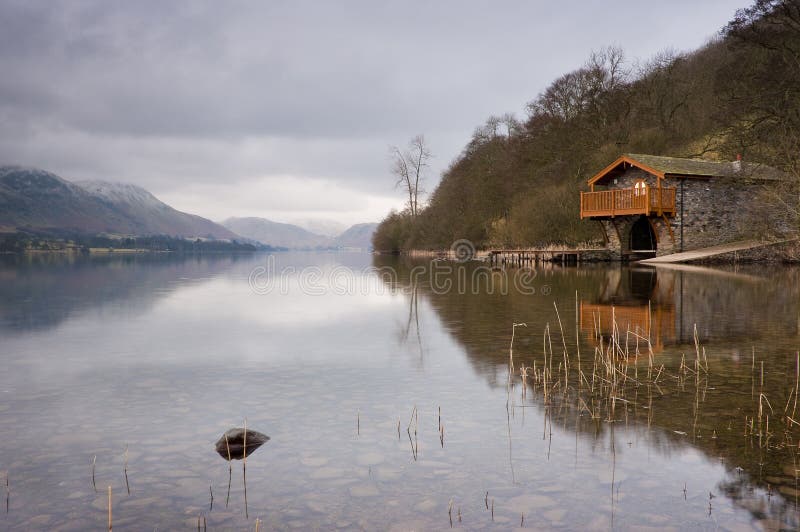 Ullswater boathouse stock photo. Image of morning, lake - 13029054