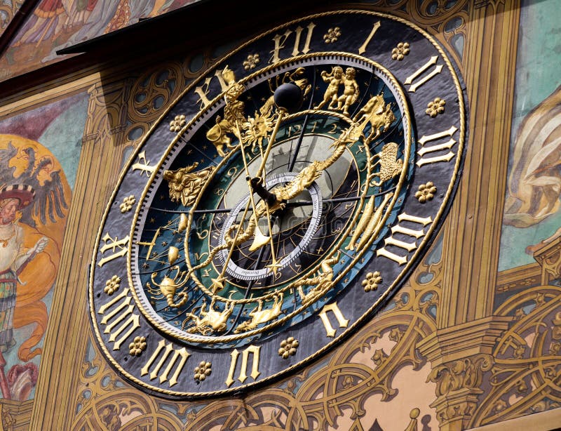 Old Golden Clock in Ulm on a Wall Editorial Photography - Image of ...