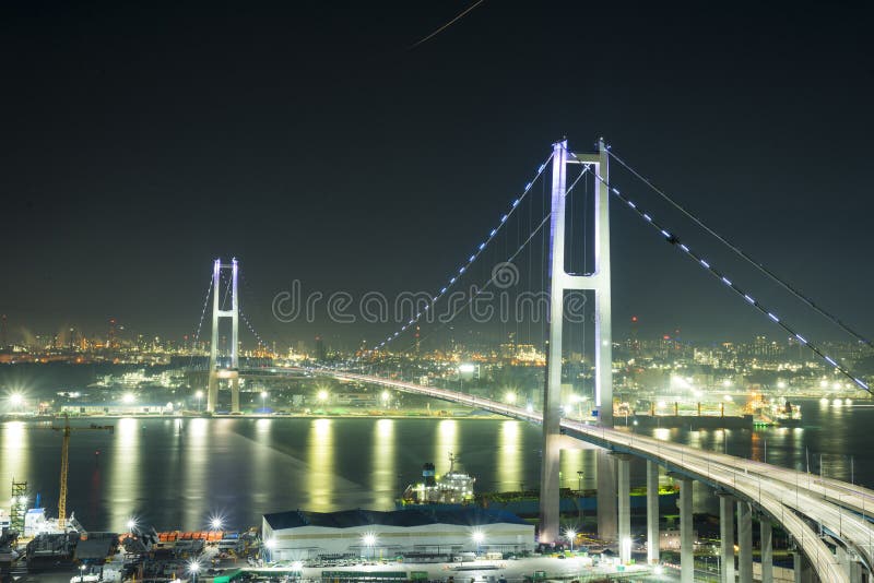 Ulsan Bridge and Factory Night View in Korea Stock Image - Image of ...