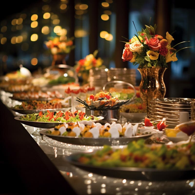 The Ultimate Buffet: an Extravagant Reception Dining Experience Stock ...