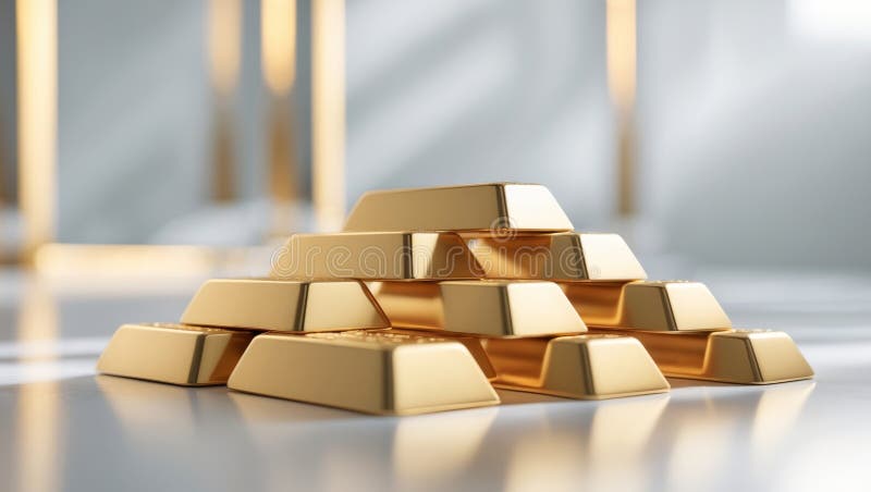 The Ultimate Fortune Stacked Gold Bars Radiating Elegance. Stock Photo ...