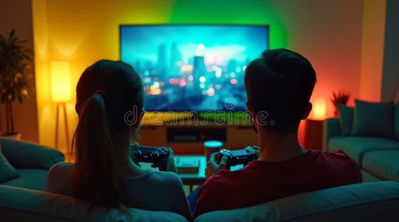 Dual Controllers, One Heart Stock Illustration - Illustration of light ...